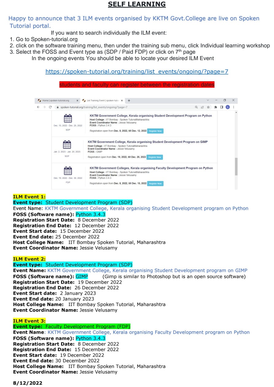 Spoken Tutorial – KKTM Government College