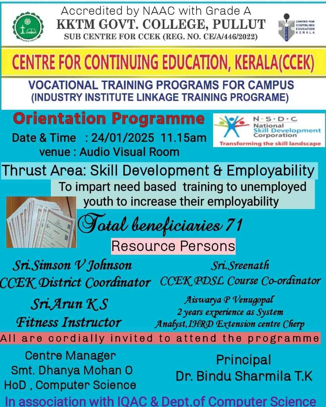 Centre for Continuing Education, Kerala (CCEK) – KKTM Government College